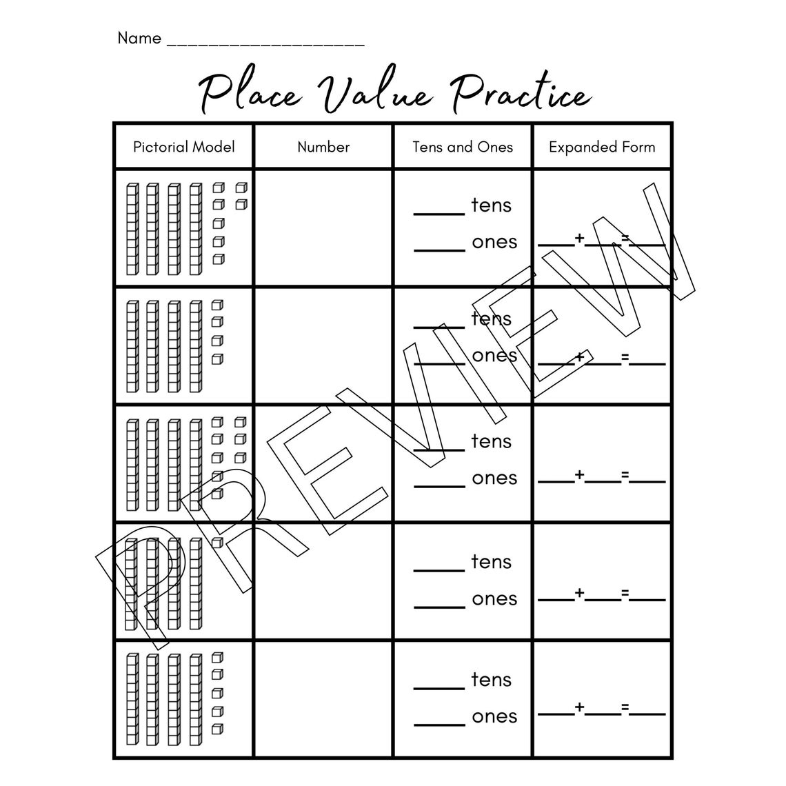 Place Value Cards, Puzzles, and Worksheets for Numbers up to 120 - Etsy