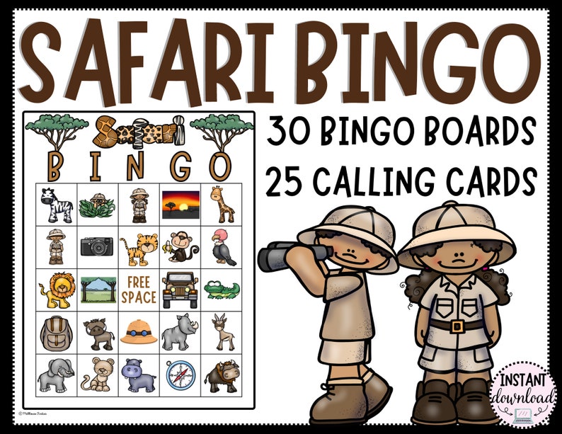 Safari BINGO Game - Class or Party Game for African Safari Theme - Etsy