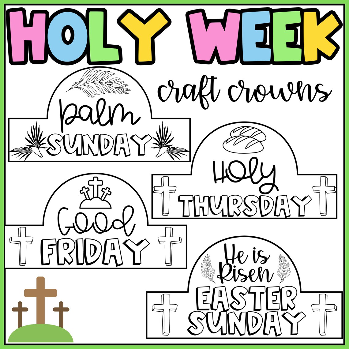 Holy Week Crown Crafts-coloring-palm Sunday, Holy Thursday, Good Friday ...