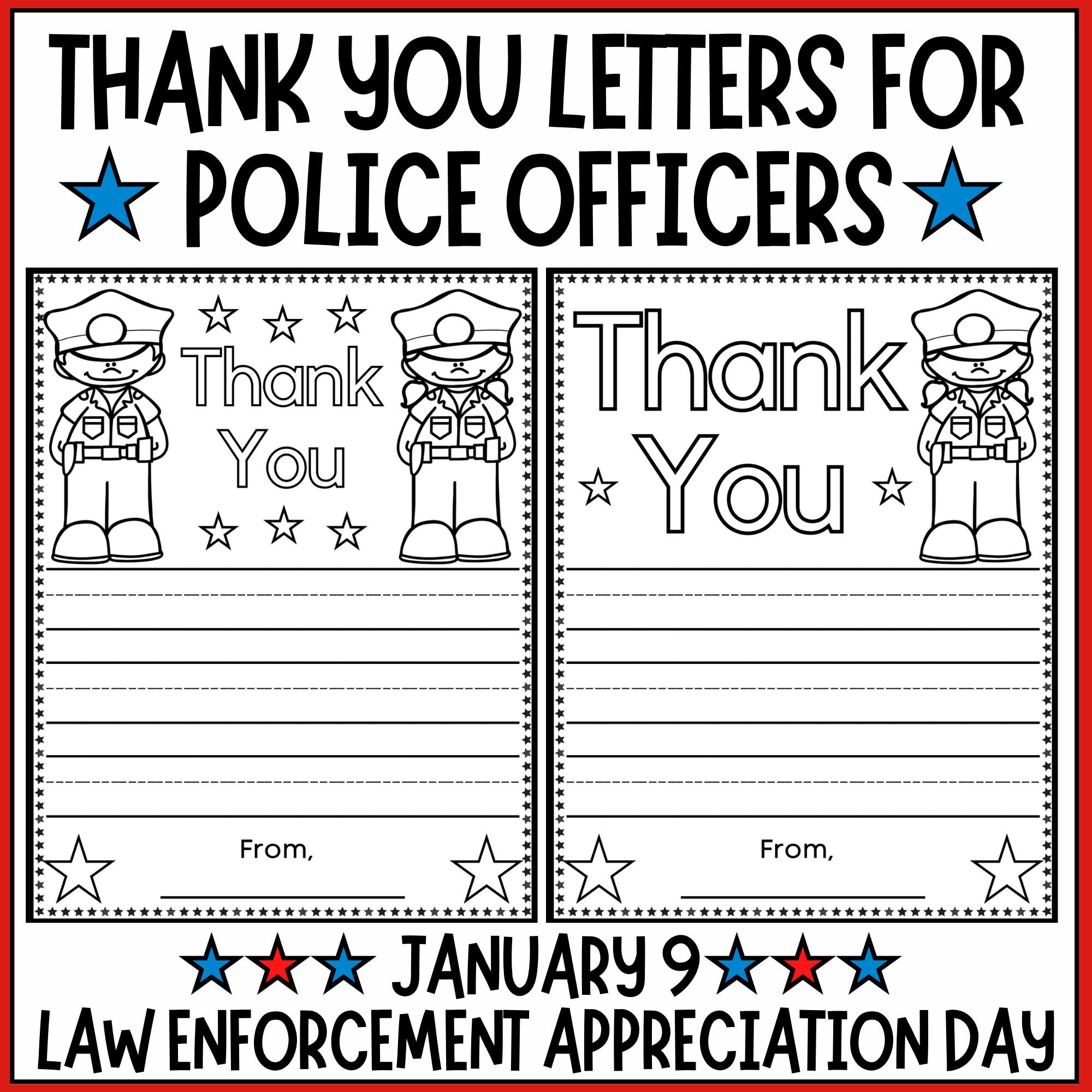 Law Enforcement Appreciation Day- January 9 -writing Thank You Letters ...