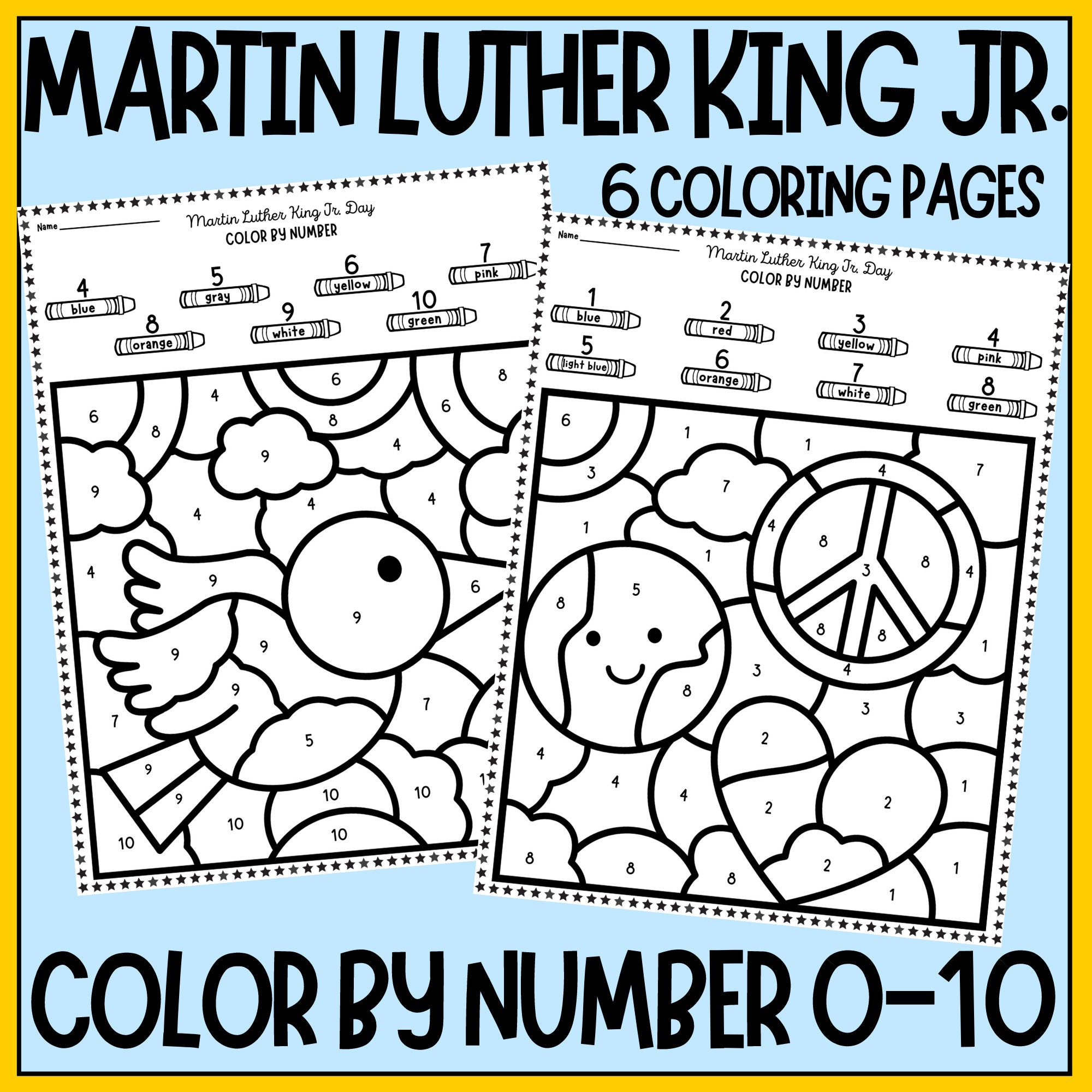 MLK DAY Color by Number- Martin Luther King Jr. Day Activity - 6 ...