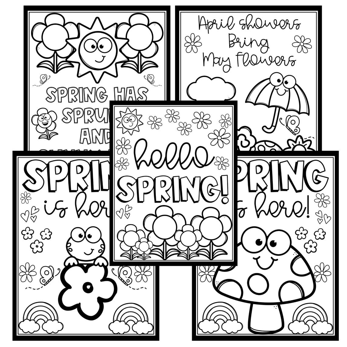 Spring is Here! First Day of Spring Coloring Pages! Activity for March ...