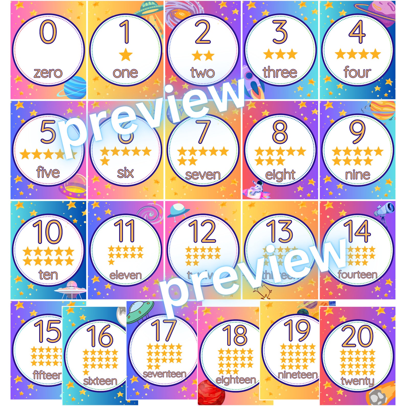 Space Alphabet and Numbers 1-20 Posters - Classroom Decor Outer Space ...