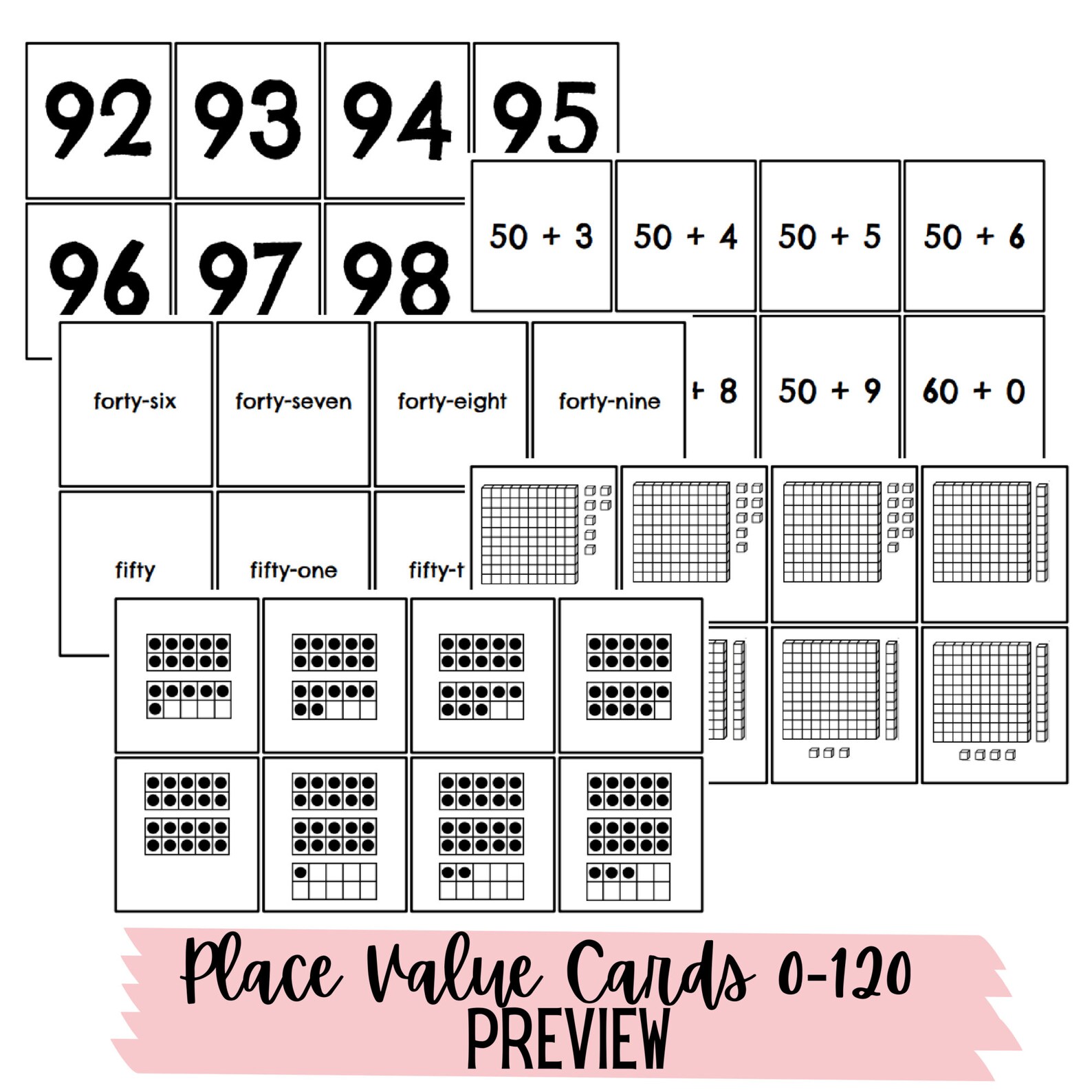 Place Value Cards, Puzzles, and Worksheets for Numbers up to 120 - Etsy