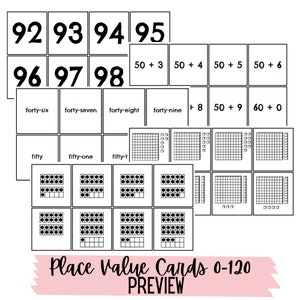 Place Value Cards, Puzzles, and Worksheets for Numbers up to 120 - Etsy