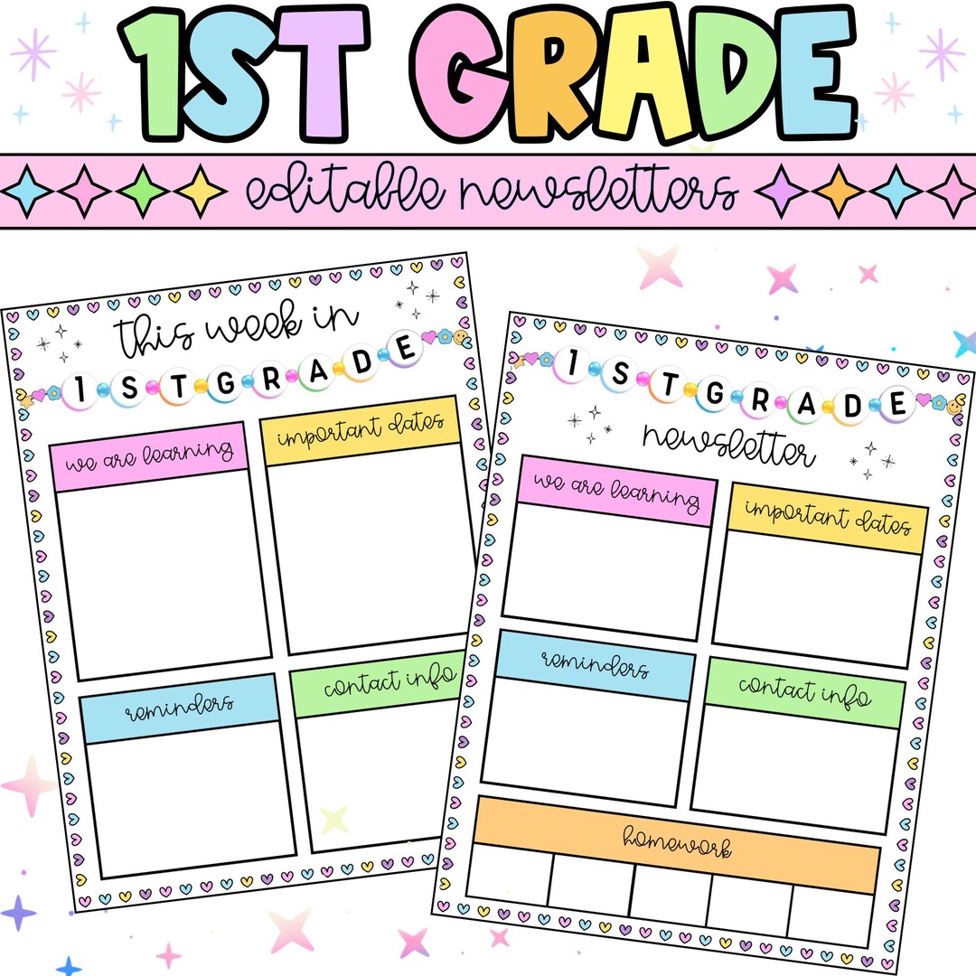 Editable 1st Grade Newsletter Templates: Friendship Bracelet Theme - Etsy
