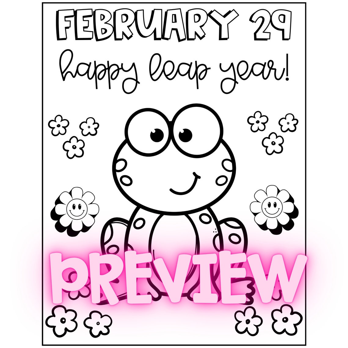 Leap Year Coloring Pages - February 29 - Etsy