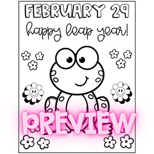 Leap Year Coloring Pages - February 29 - Etsy