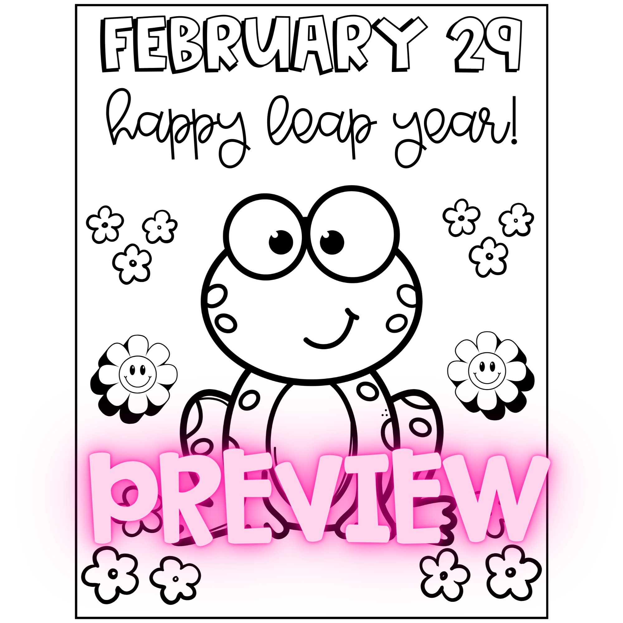 Leap Year Coloring Pages - February 29 - Etsy