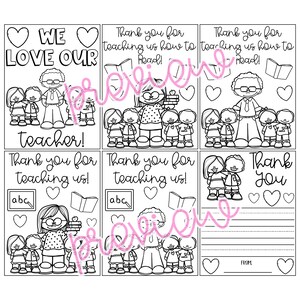 Teacher Appreciation Thank You Coloring Pages & Writing- We Love Our ...