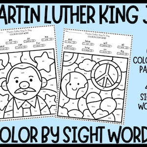MLK Day Color by Sight Word: 6 Coloring Pages (42 Sight Words) - Etsy