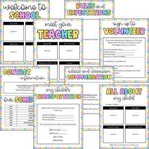 Back to School Forms -meet the Teacher Forms -open House Forms-editable ...
