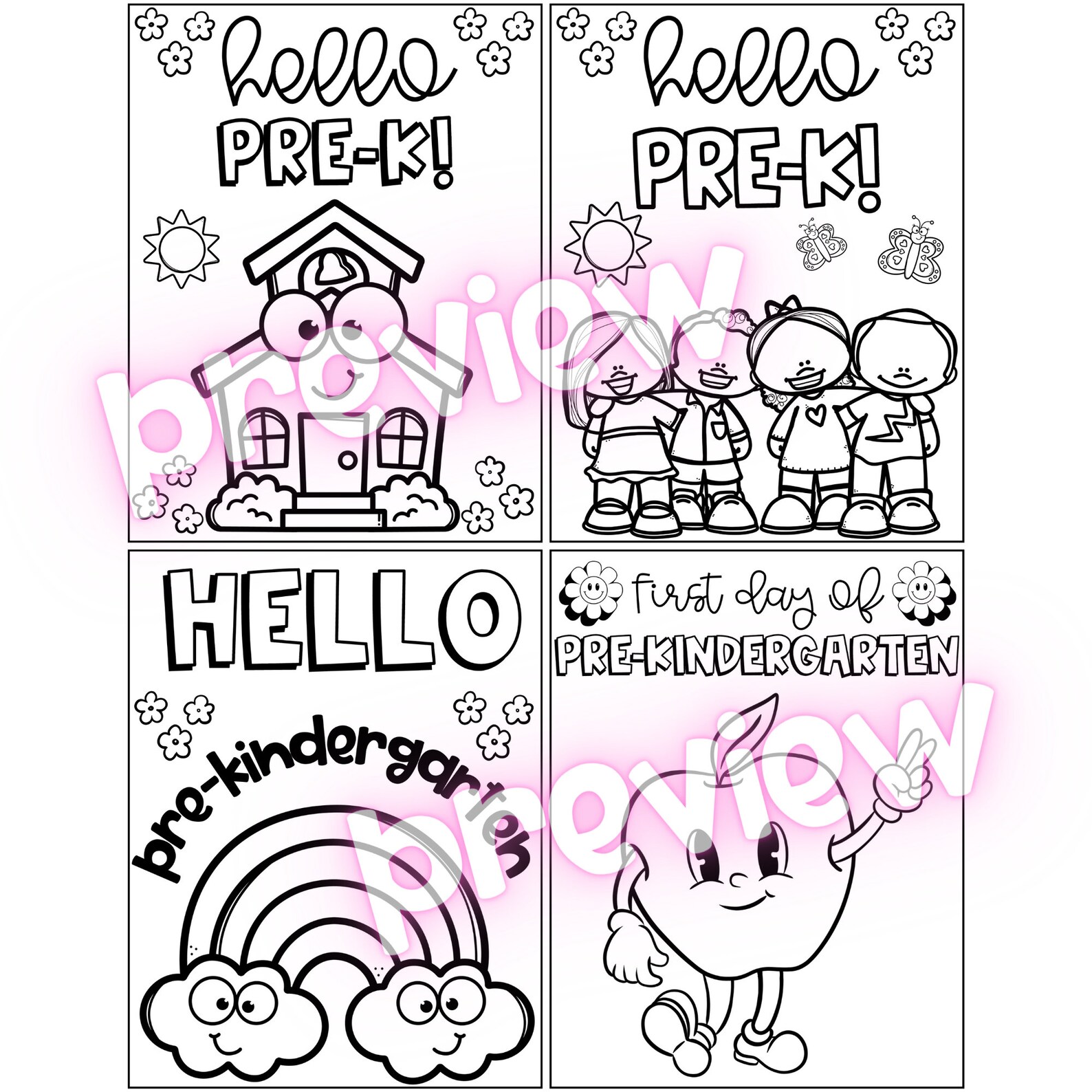 Hello Pre-k Coloring Pages - First Day of Pre-kindergarten Activity ...