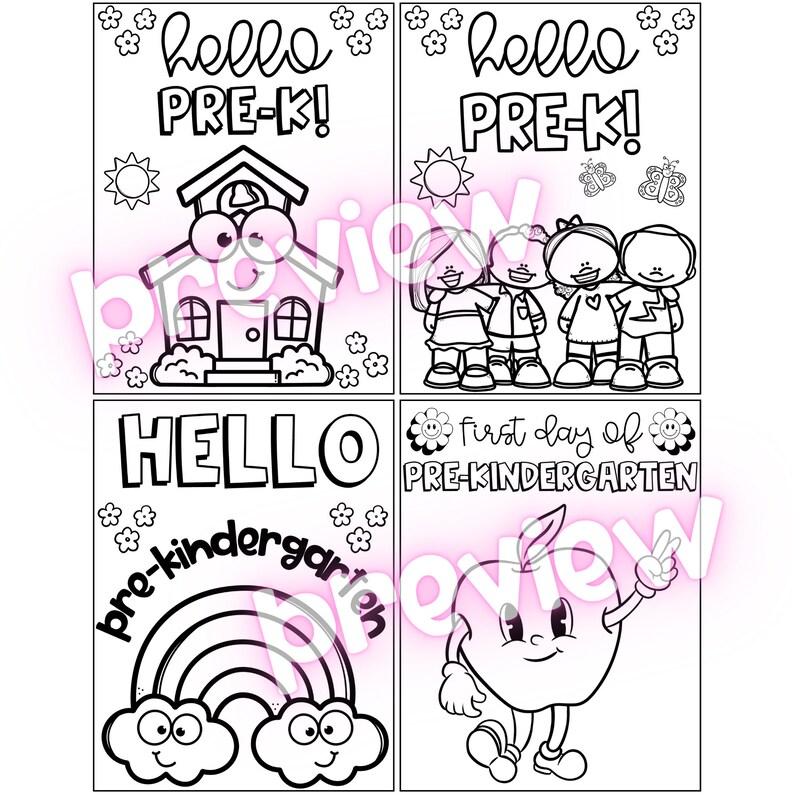 Hello Pre-k Coloring Pages - First Day of Pre-kindergarten Activity ...