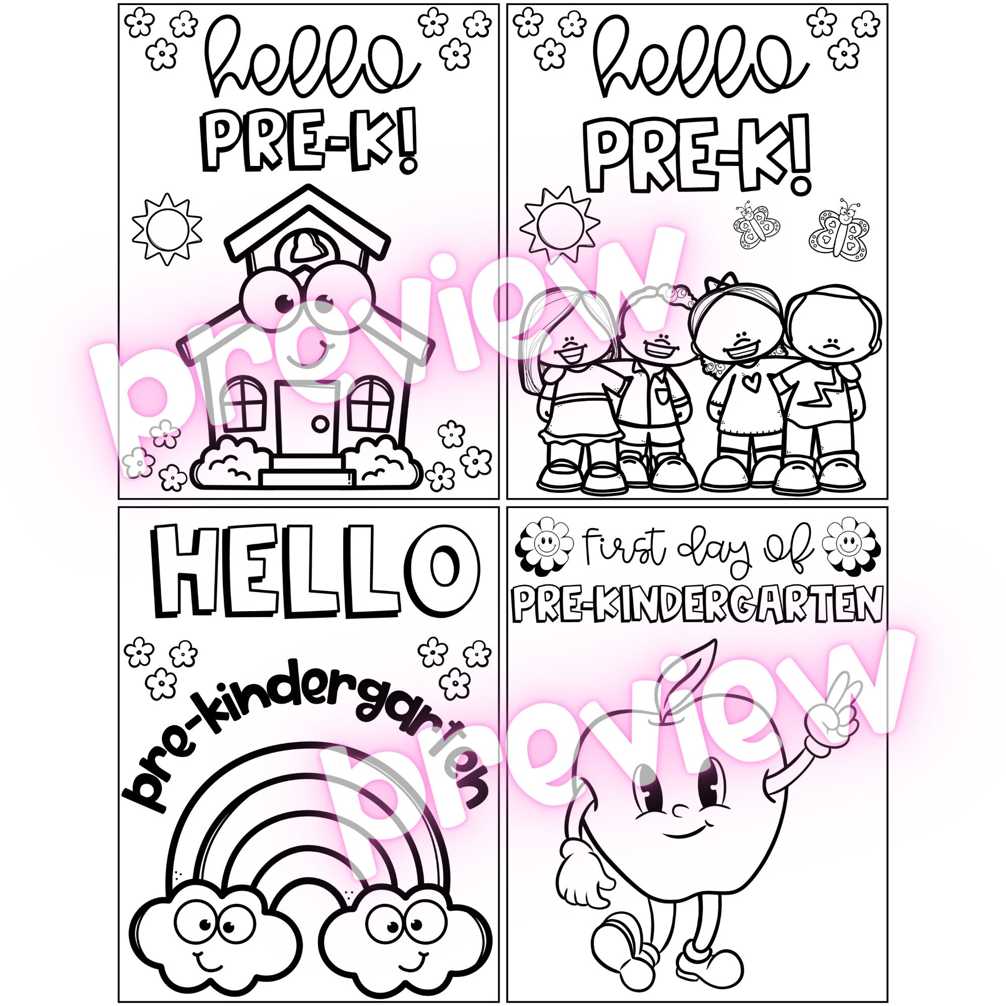 Hello Pre-k Coloring Pages - First Day of Pre-kindergarten Activity ...