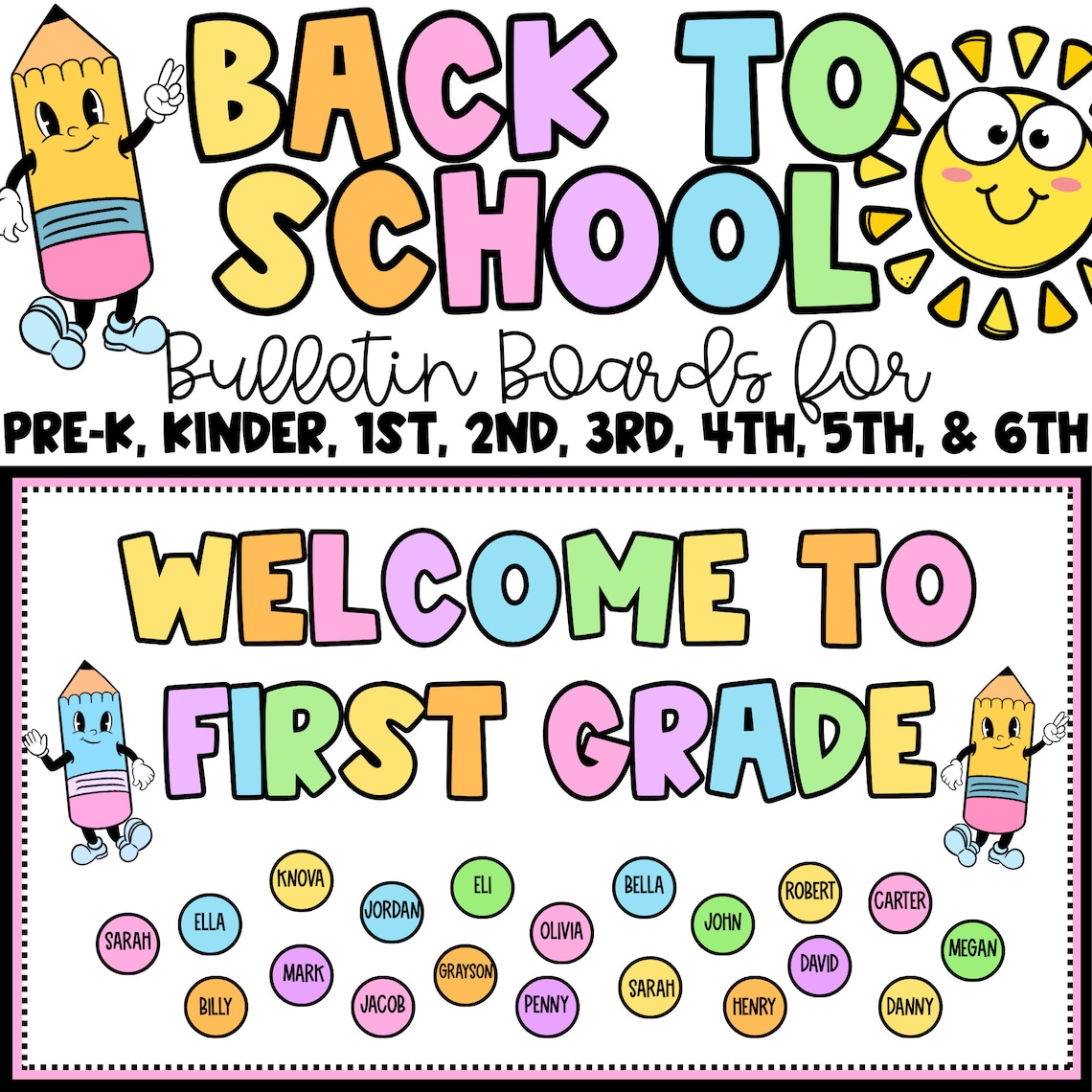 Welcome Back Bulletin Boards- Prek, Kindergarten, 1st Grade, 2nd Grade ...