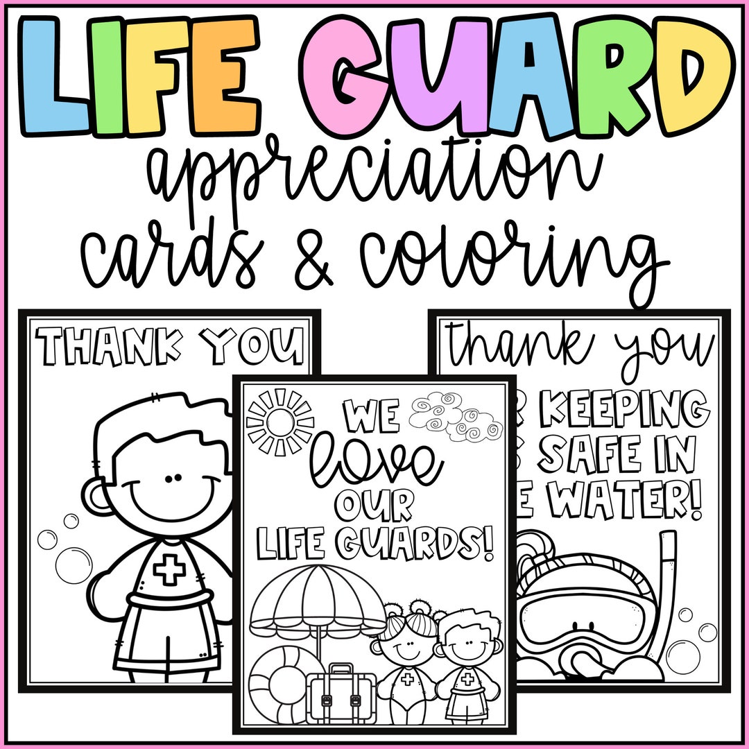 Life Guard- Appreciation Coloring Cards-community Helpers Thank You - Etsy
