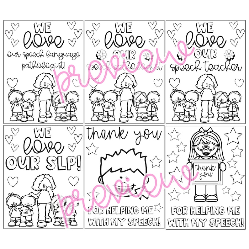 SLP Speech Pathologist Appreciation - Thank You Letters & Coloring ...