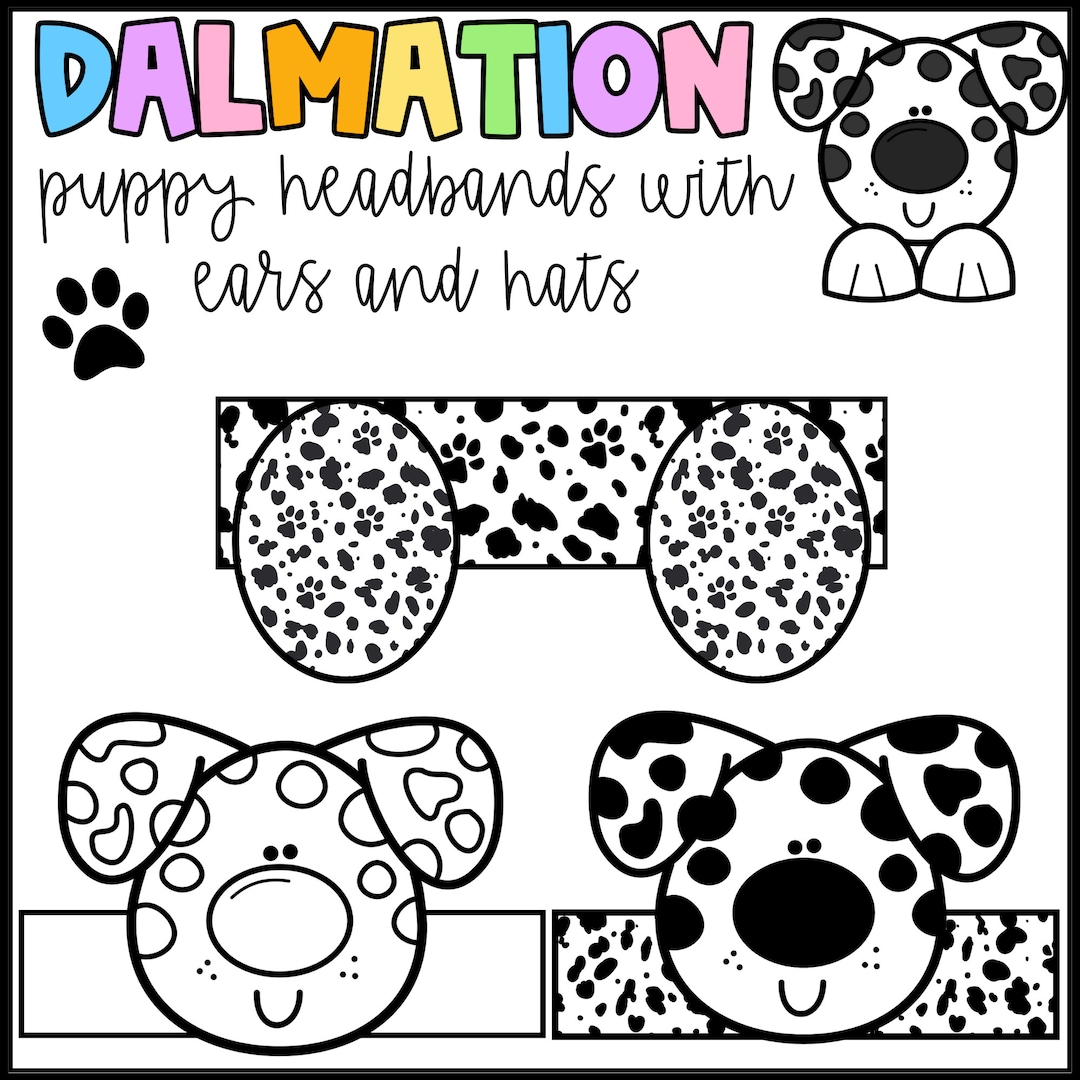 Dalmatian Dog Headbands and Hats - 101 Day Hats - Dalmatian Ears ...