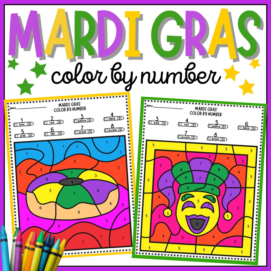 Mardi Gras Color by Number Coloring Pages Fat Tuesday Numbers 0-10 With ...