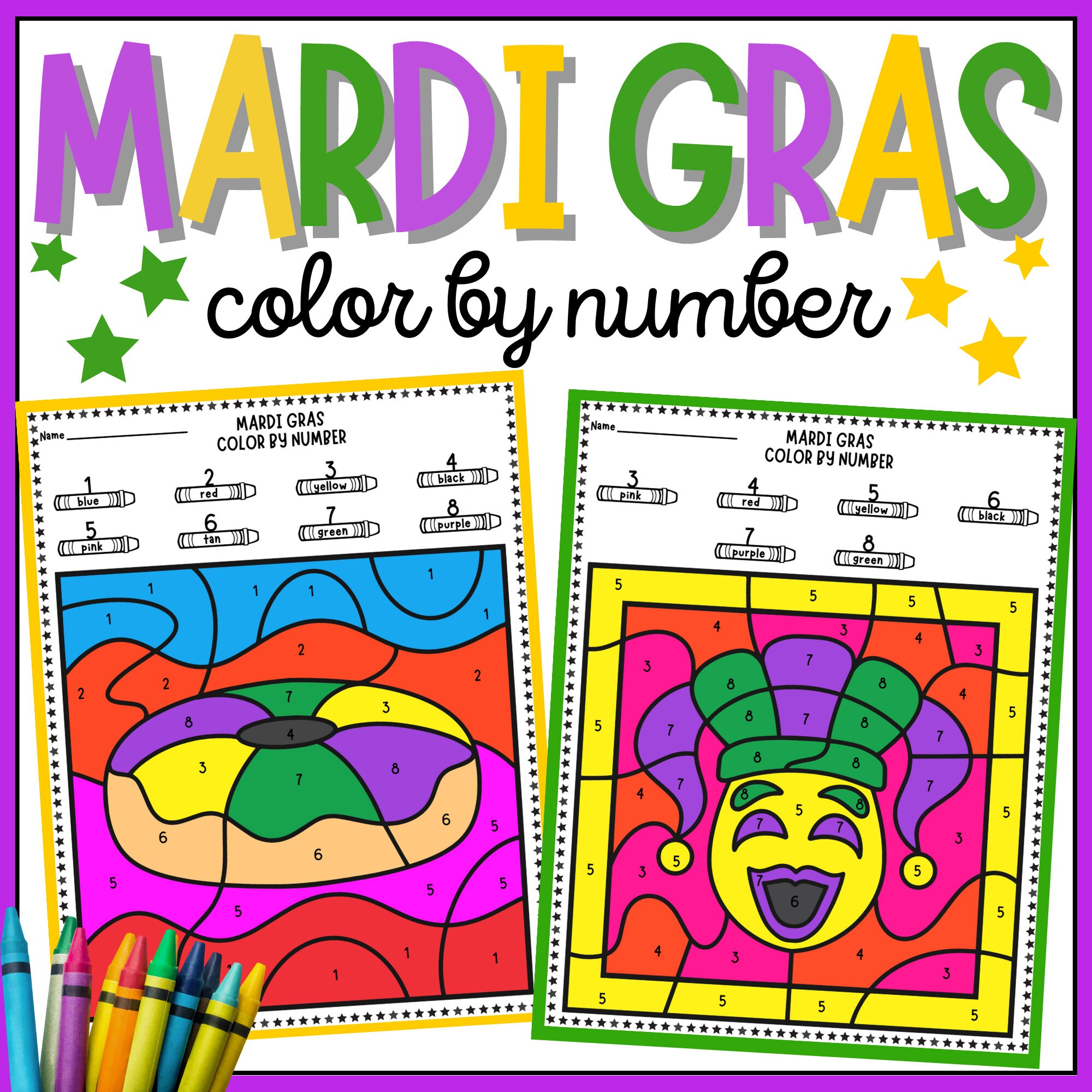 Mardi Gras Color by Number Coloring Pages Fat Tuesday Numbers 0-10 With ...