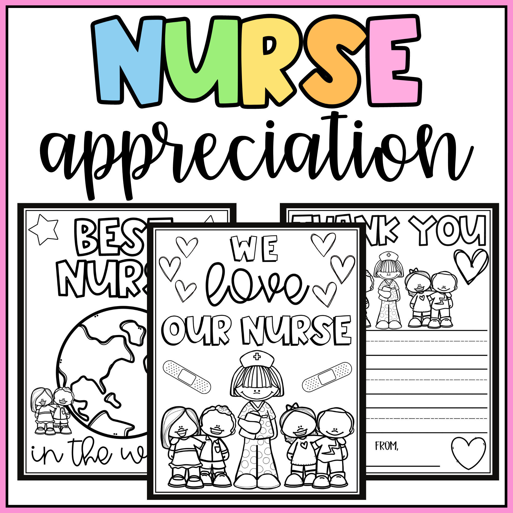 School Nurse Appreciation Day- Thank You Coloring Pages and Writing ...