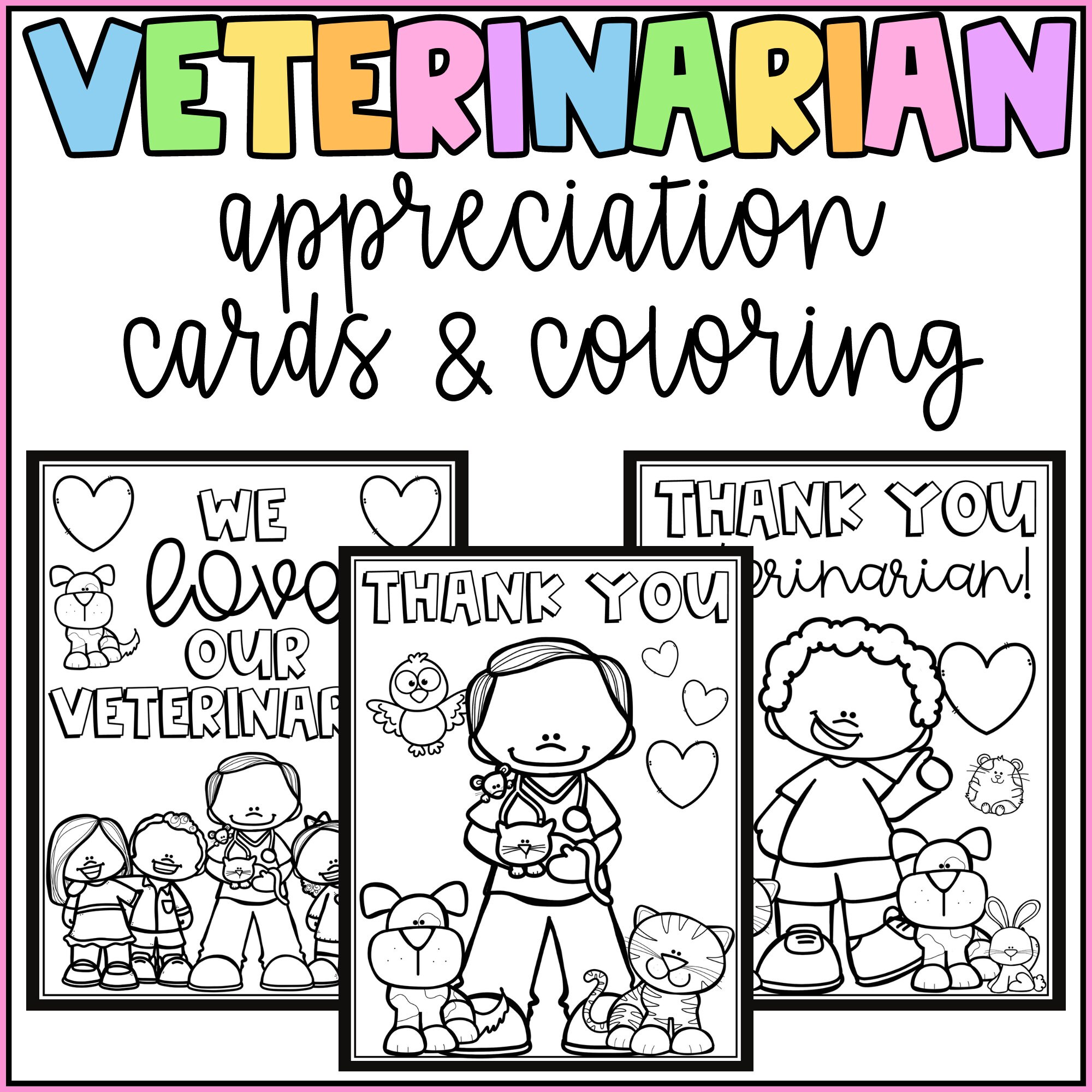 Vet Appreciation Coloring Pages & Cards-community Helpers Thank You ...