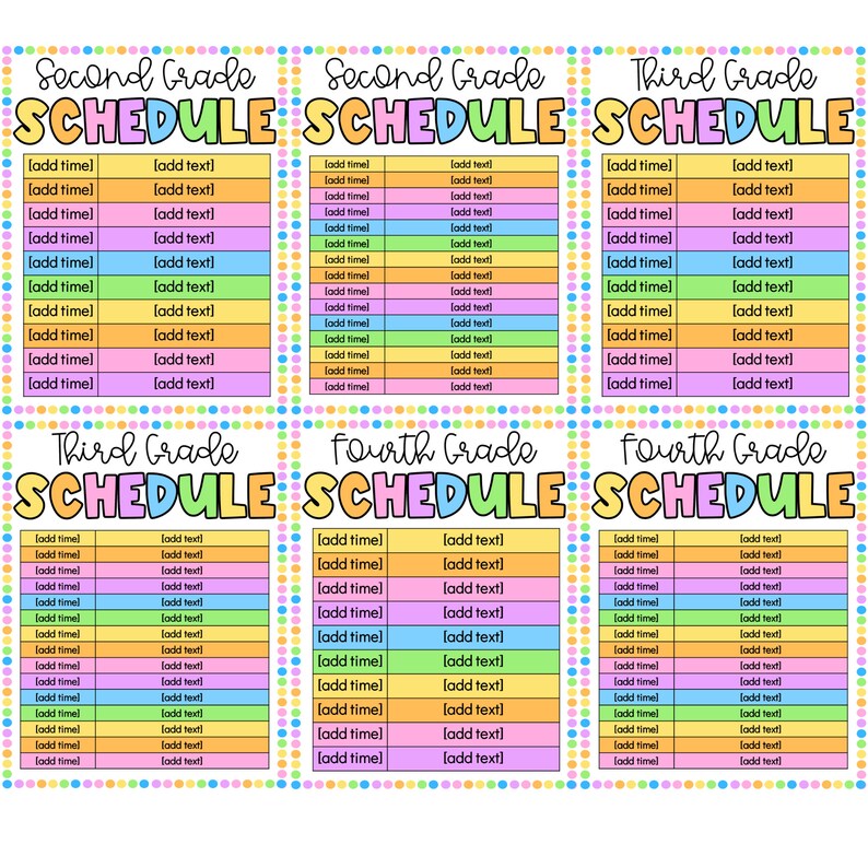 Daily Schedule Rainbow Colorful Editable Template- Powerpoint ...