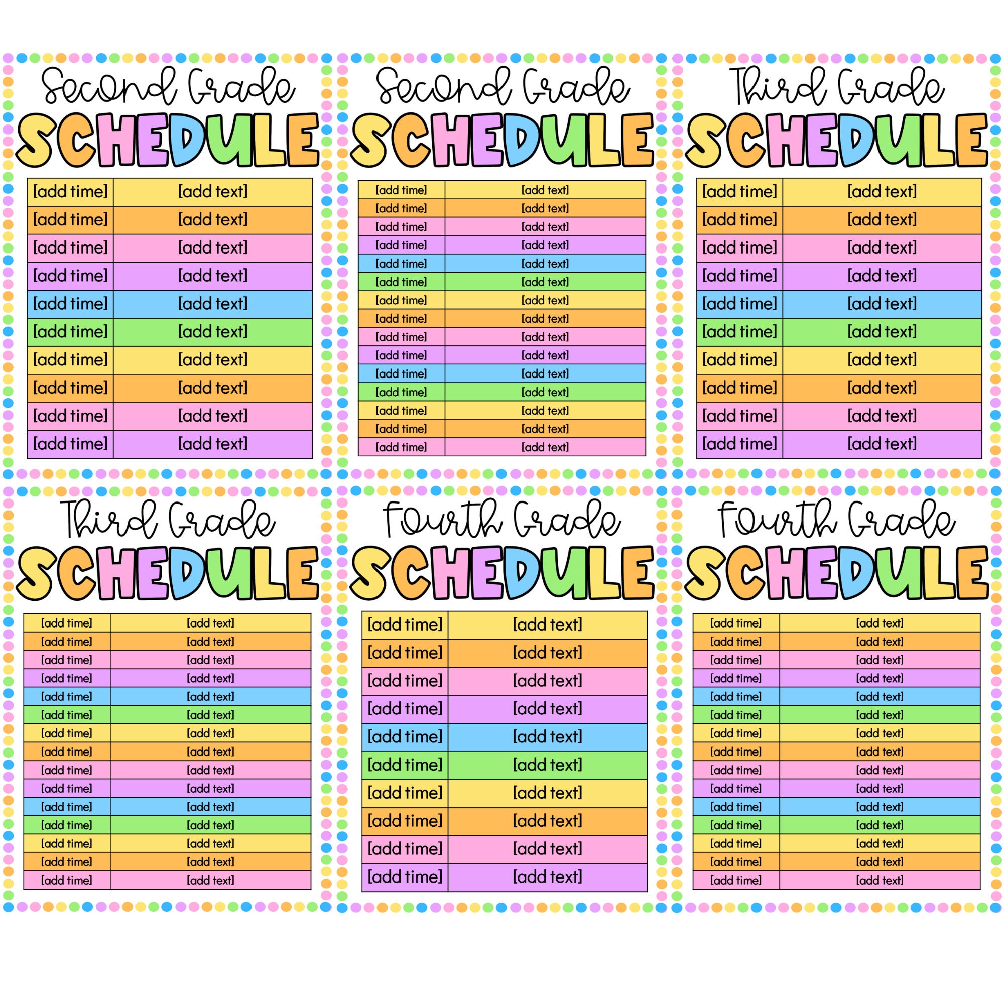 Daily Schedule Rainbow Colorful Editable Template- Powerpoint ...