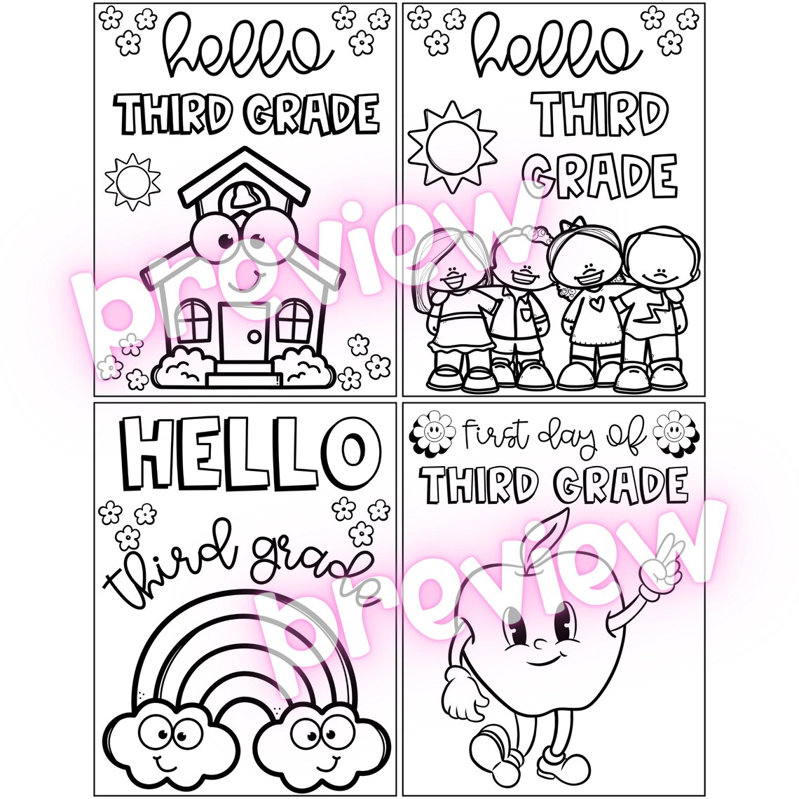 Hello Third Grade Coloring Pages - First Day of 3rd Grade Activity ...