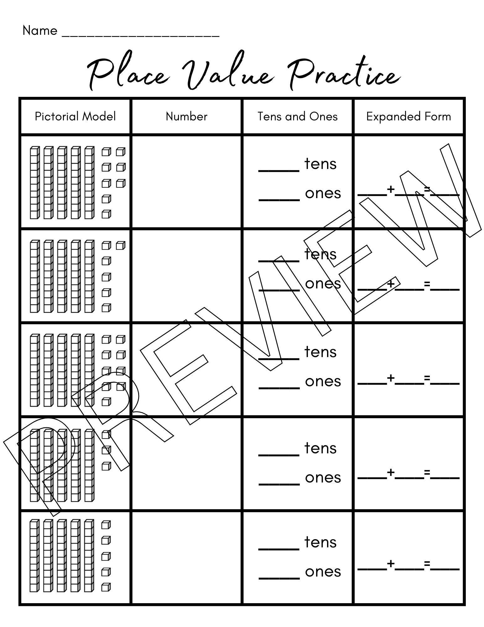 Place Value Worksheets Numbers up to 120 - Pictorial Models, Numbers ...