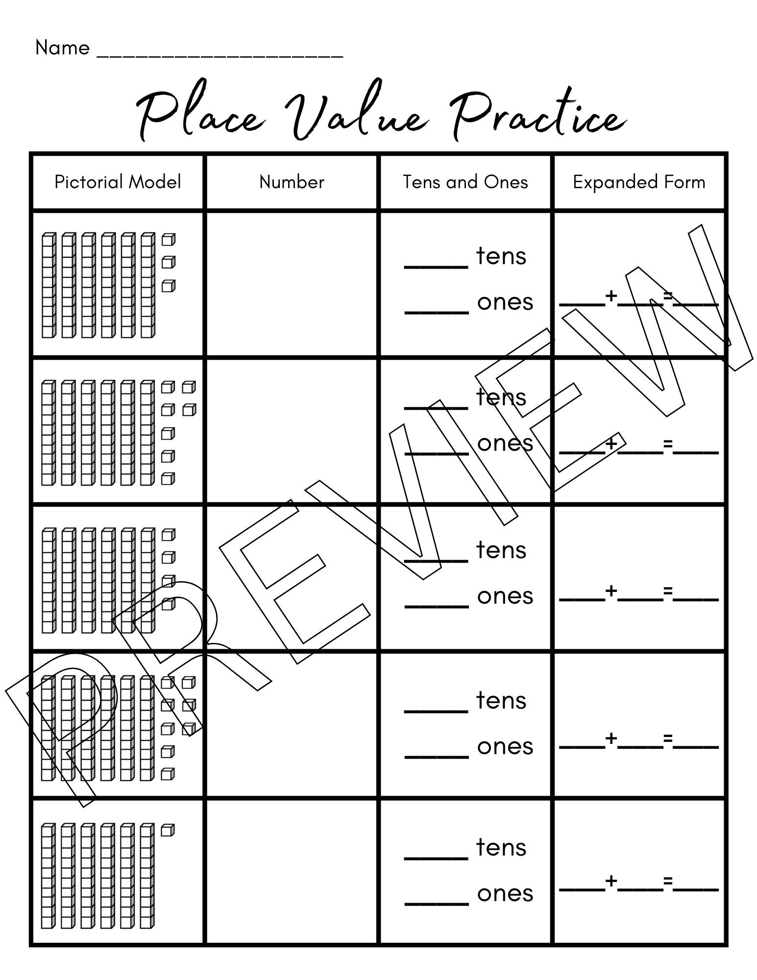 Place Value Worksheets Numbers up to 120 - Pictorial Models, Numbers ...