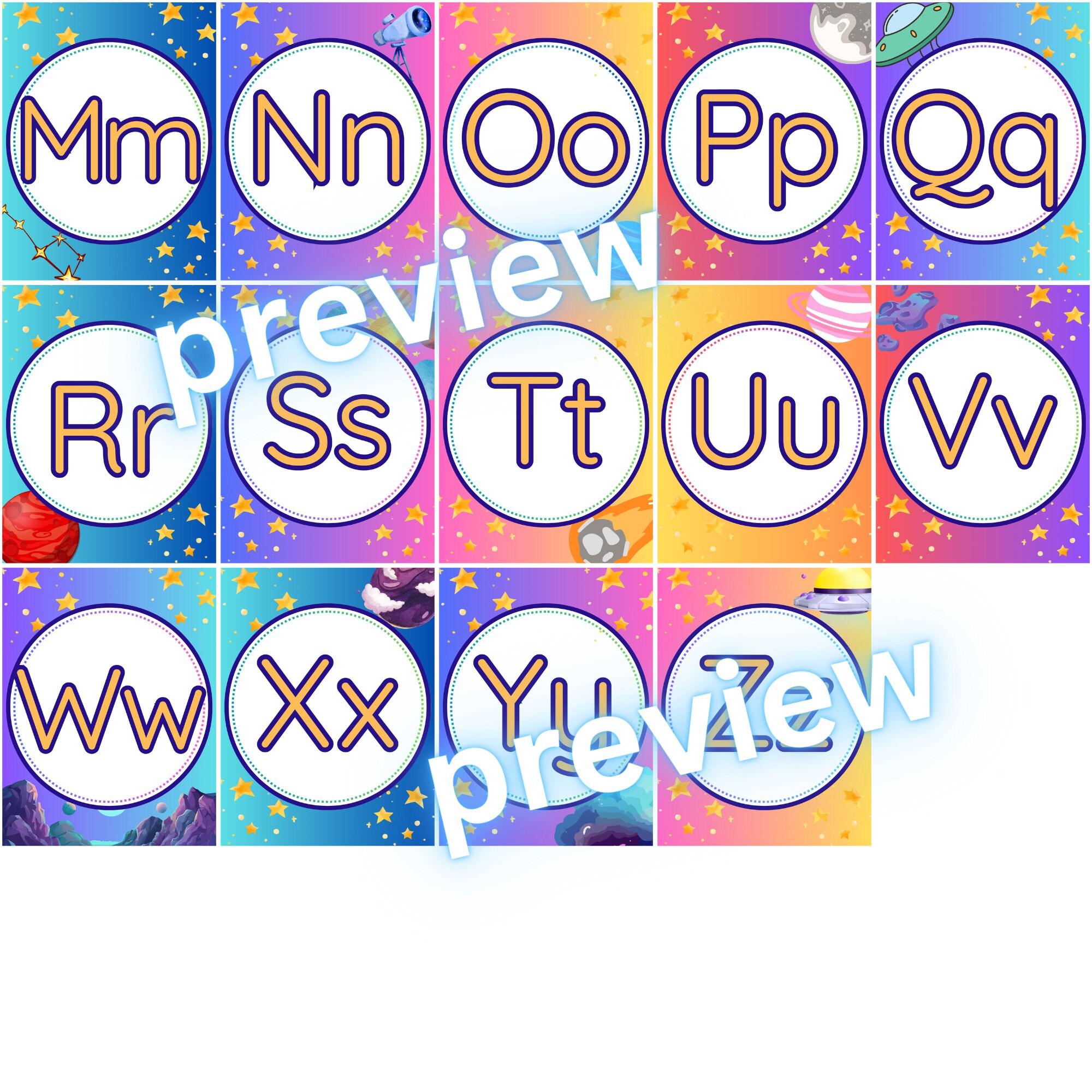 Space Alphabet and Numbers 1-20 Posters - Classroom Decor Outer Space ...