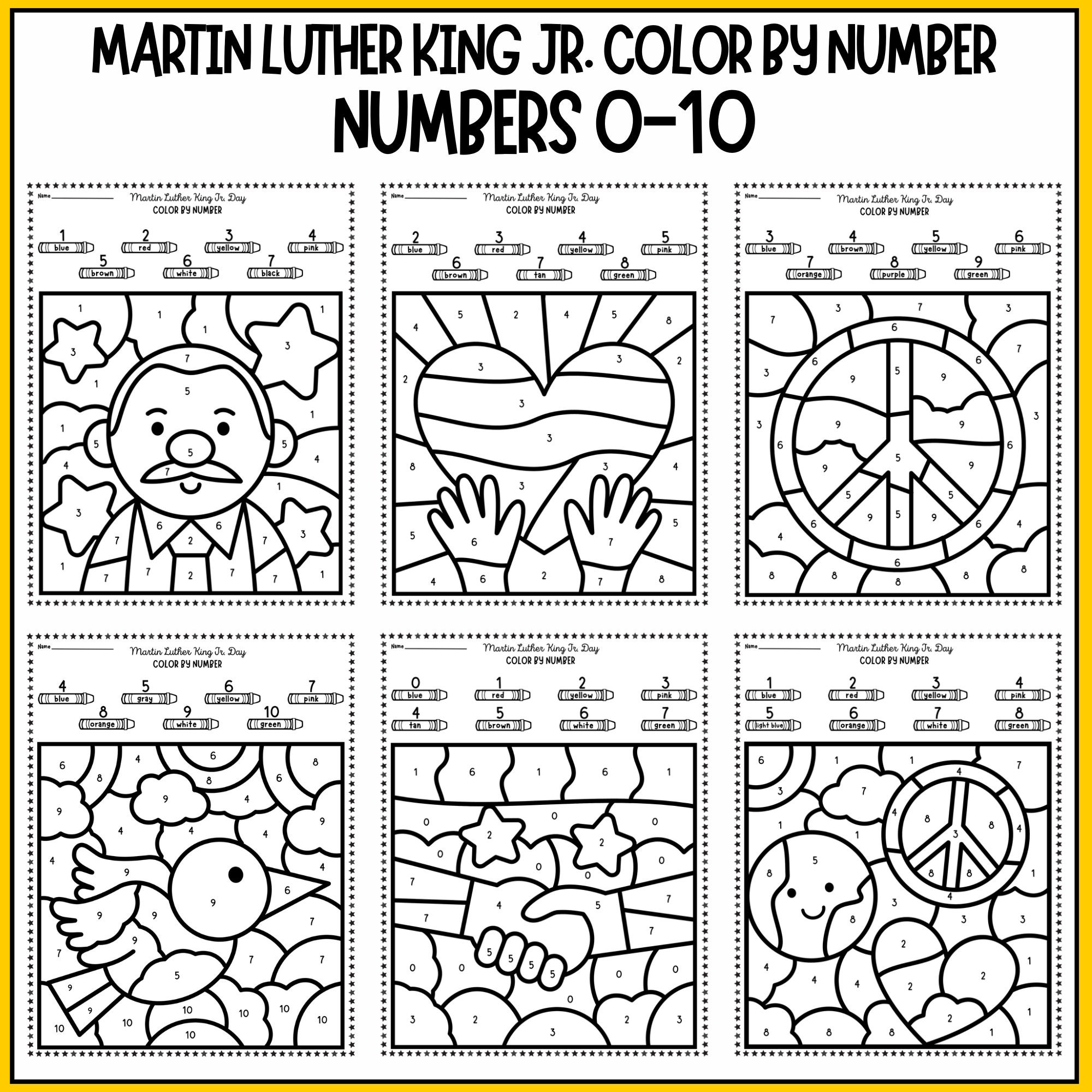 MLK DAY Color by Number- Martin Luther King Jr. Day Activity - 6 ...