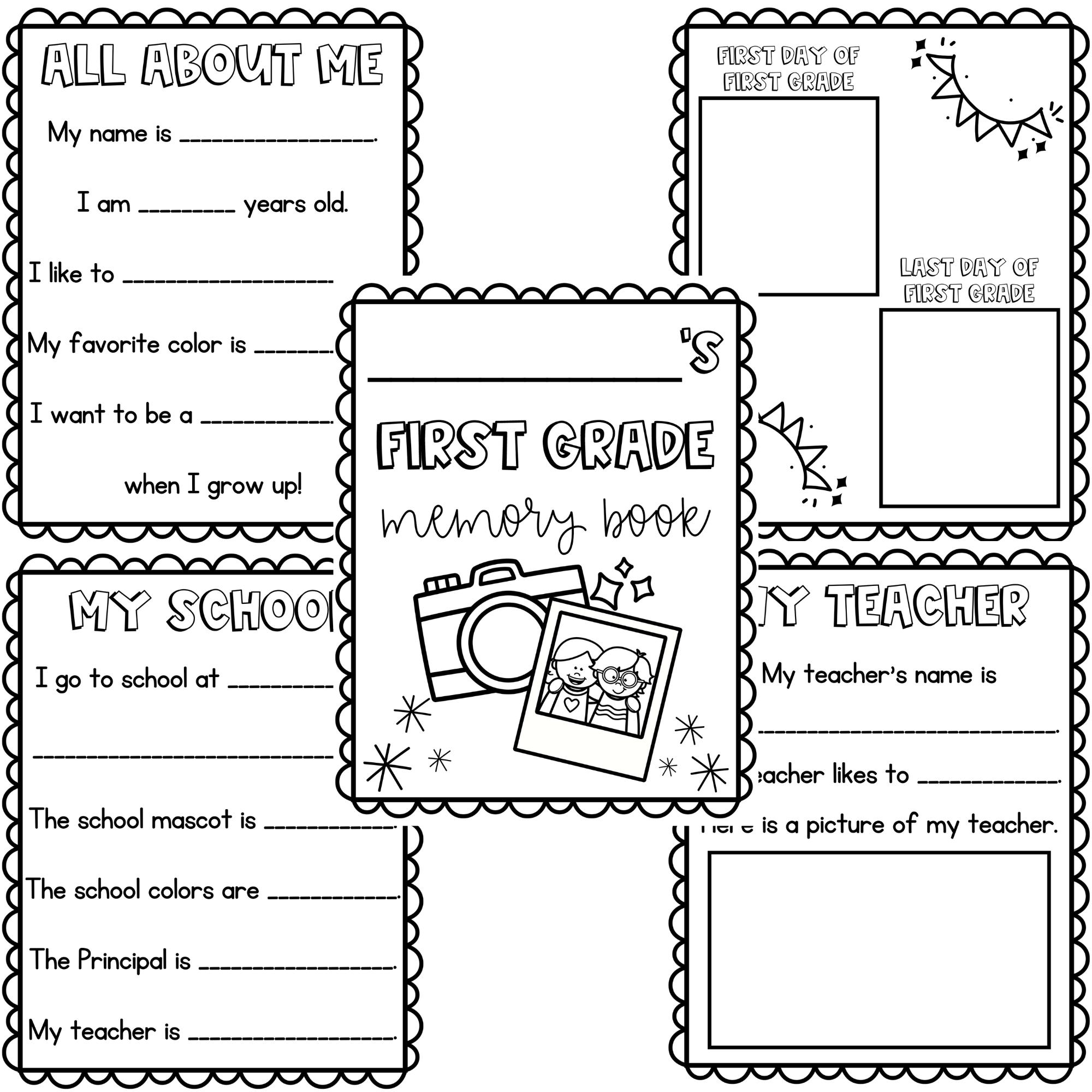 First Grade Memory Book: End of Year Writing & Coloring (printable) - Etsy