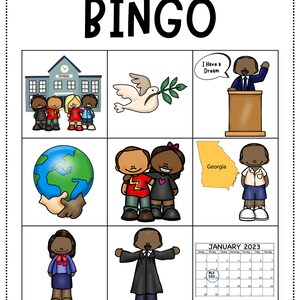 Martin Luther King Jr. Day BINGO Game - 20 Bingo Boards & Calling Cards ...
