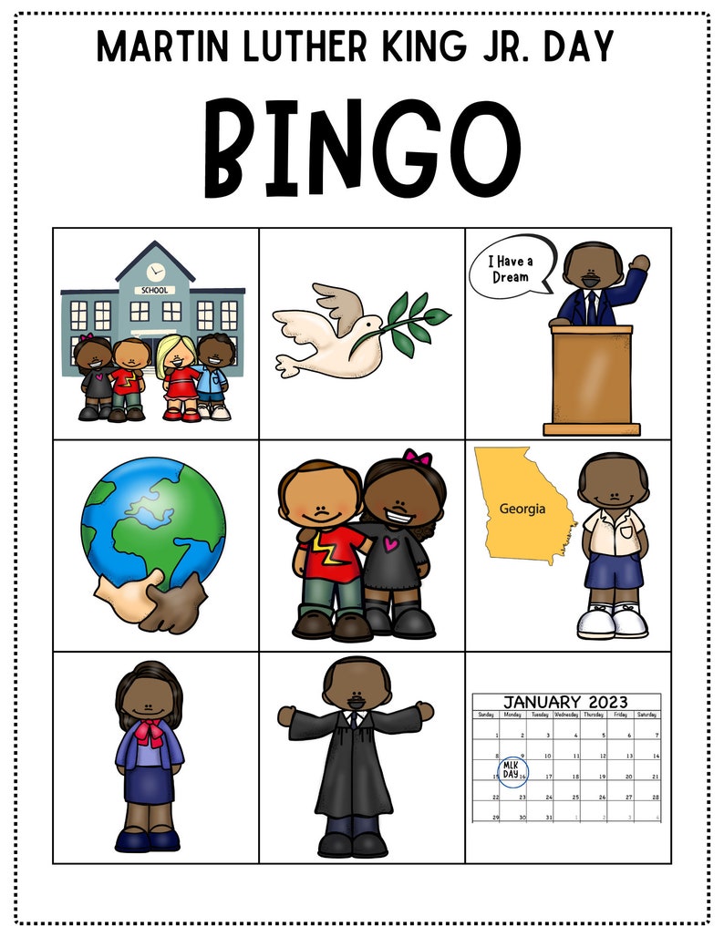 Martin Luther King Jr. Day BINGO Game - 20 Bingo Boards & Calling Cards ...