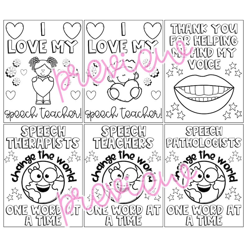 SLP Speech Pathologist Appreciation - Thank You Letters & Coloring ...