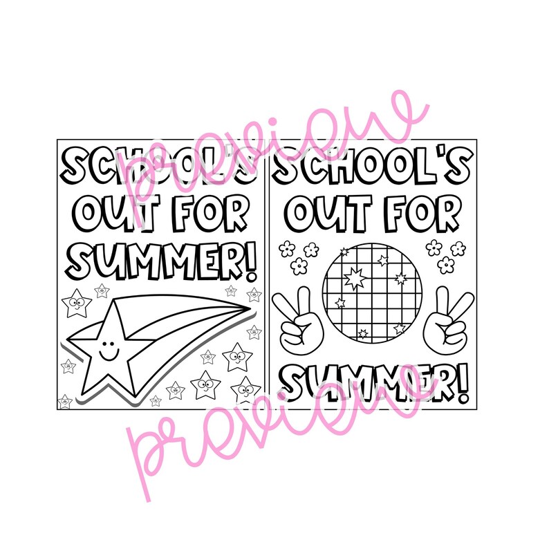 Summer Coloring Pages-end of Year - Peace Out School, Hello Summer - Etsy