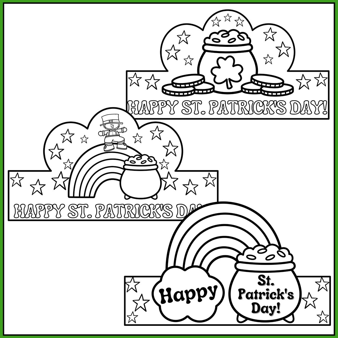 St. Patrick's Day Craft Crowns-hats-headbands- March Craft - Leprechaun ...
