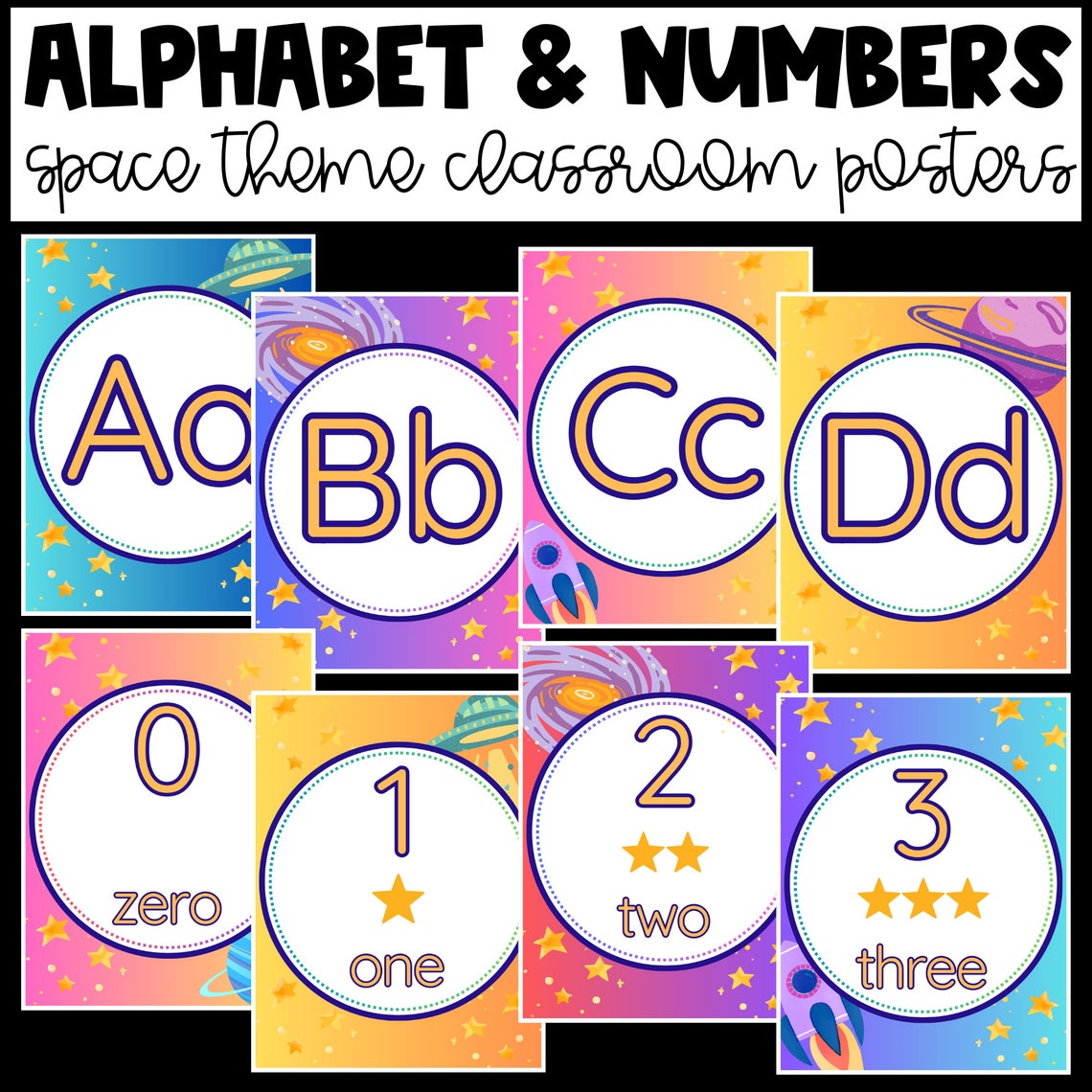 Space Alphabet and Numbers 1-20 Posters - Classroom Decor Outer Space ...