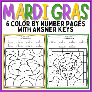 Mardi Gras Color by Number Coloring Pages Fat Tuesday Numbers 0-10 With ...