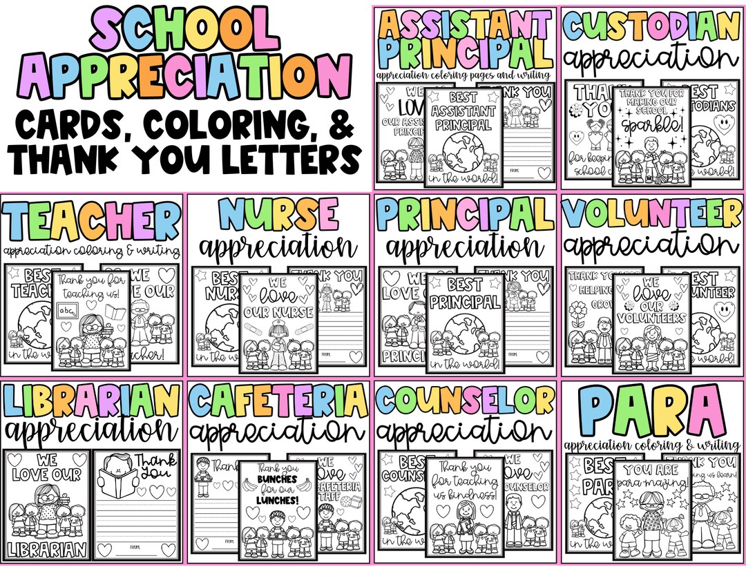 School Appreciation Day Cards & Coloring- Principal, Assistant ...