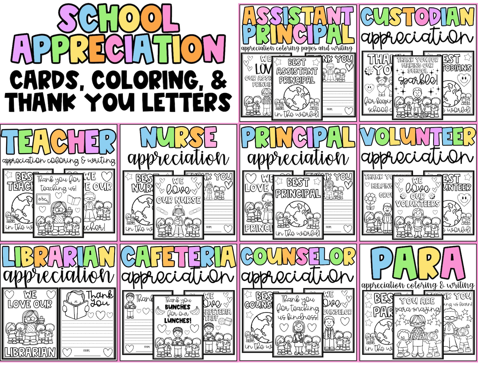 School Appreciation Day Cards & Coloring- Principal, Assistant ...