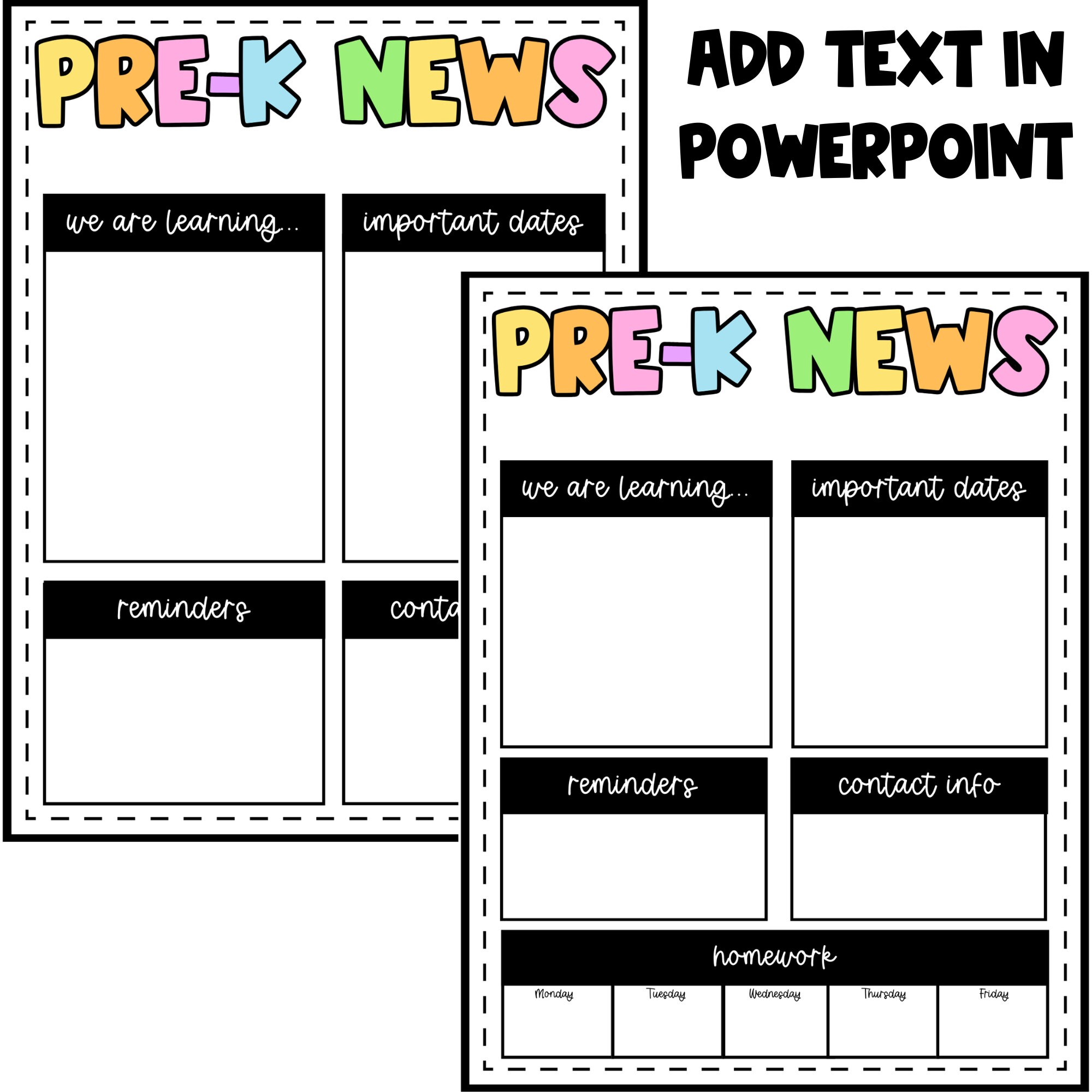 Pre-k Weekly and Monthly Editable Newsletter Template -colorful Prek ...