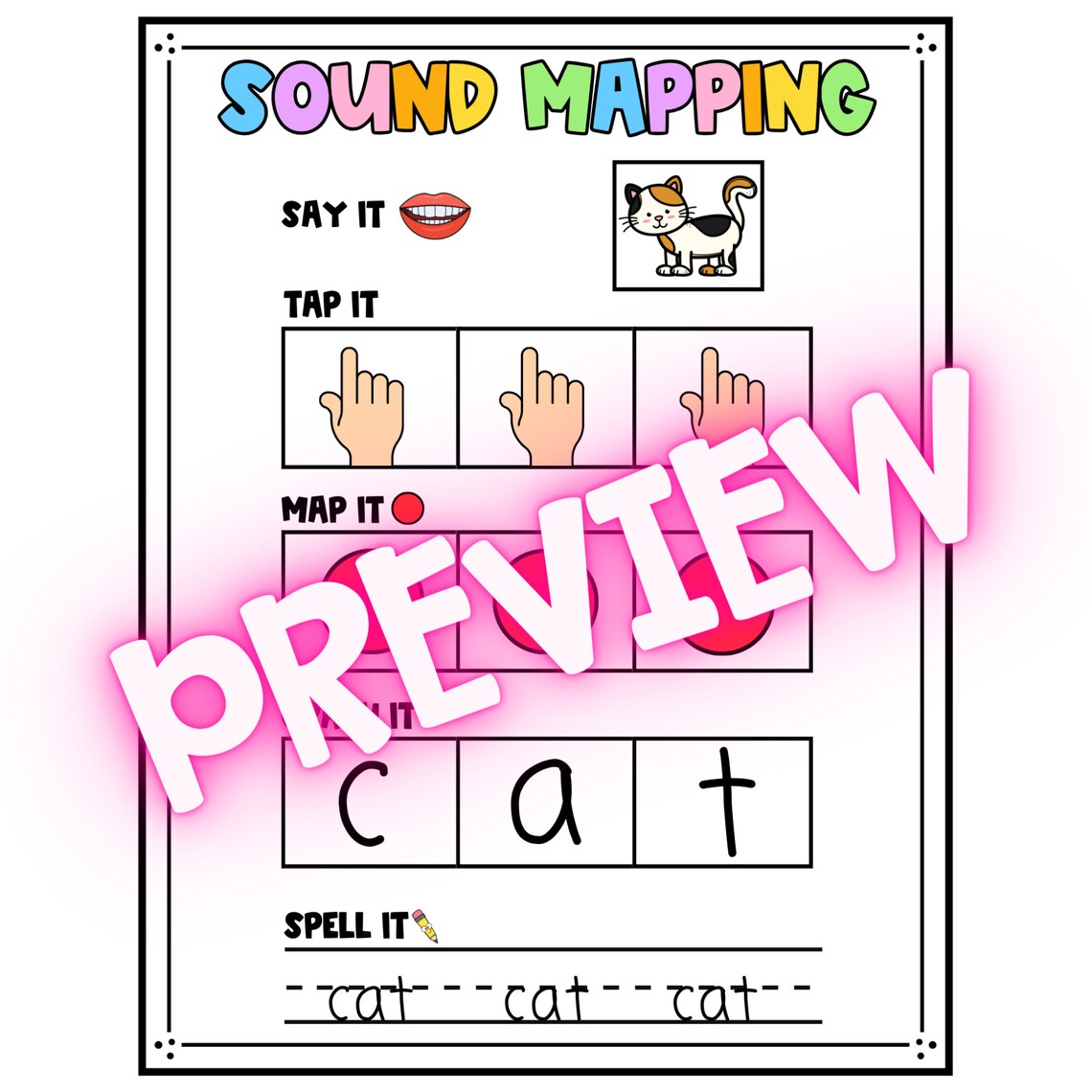CVC Sound Mapping Activity - Phonics, Literacy Stations, Short Vowels ...