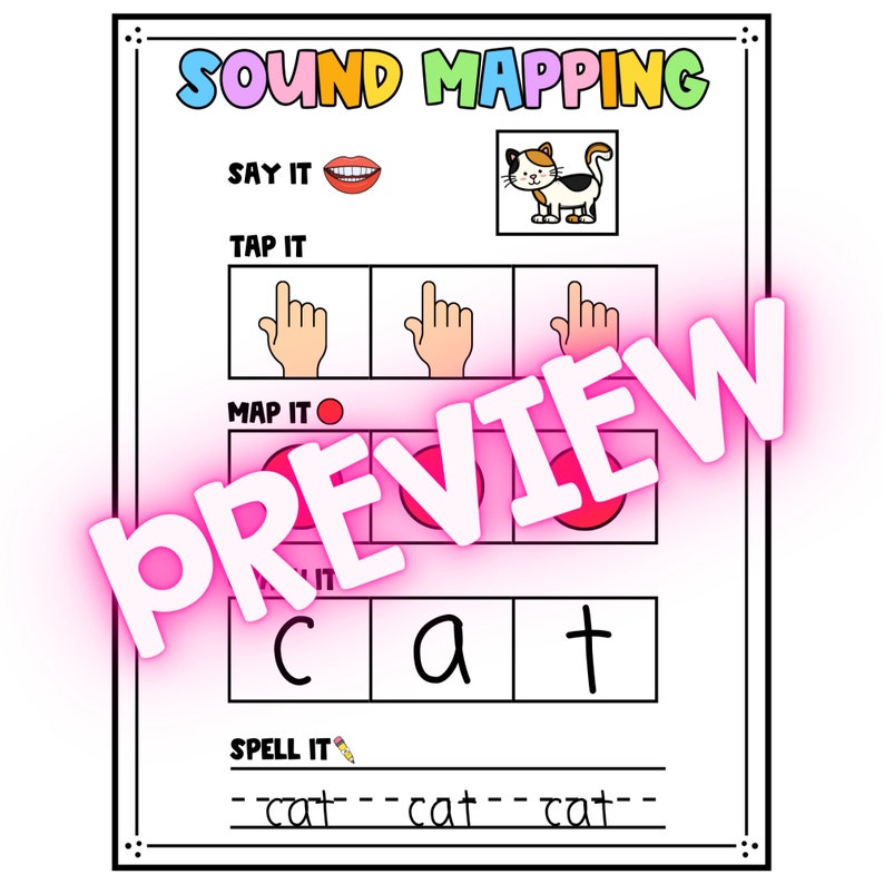 CVC Sound Mapping Activity - Phonics, Literacy Stations, Short Vowels ...