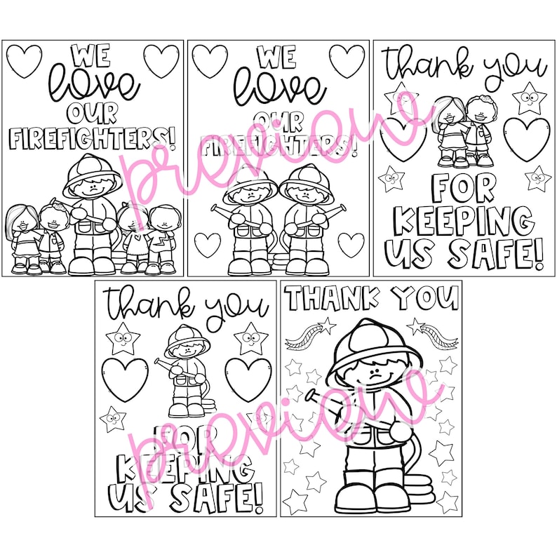 Firefighter Appreciation Coloring Pages and Cards-community Helpers ...