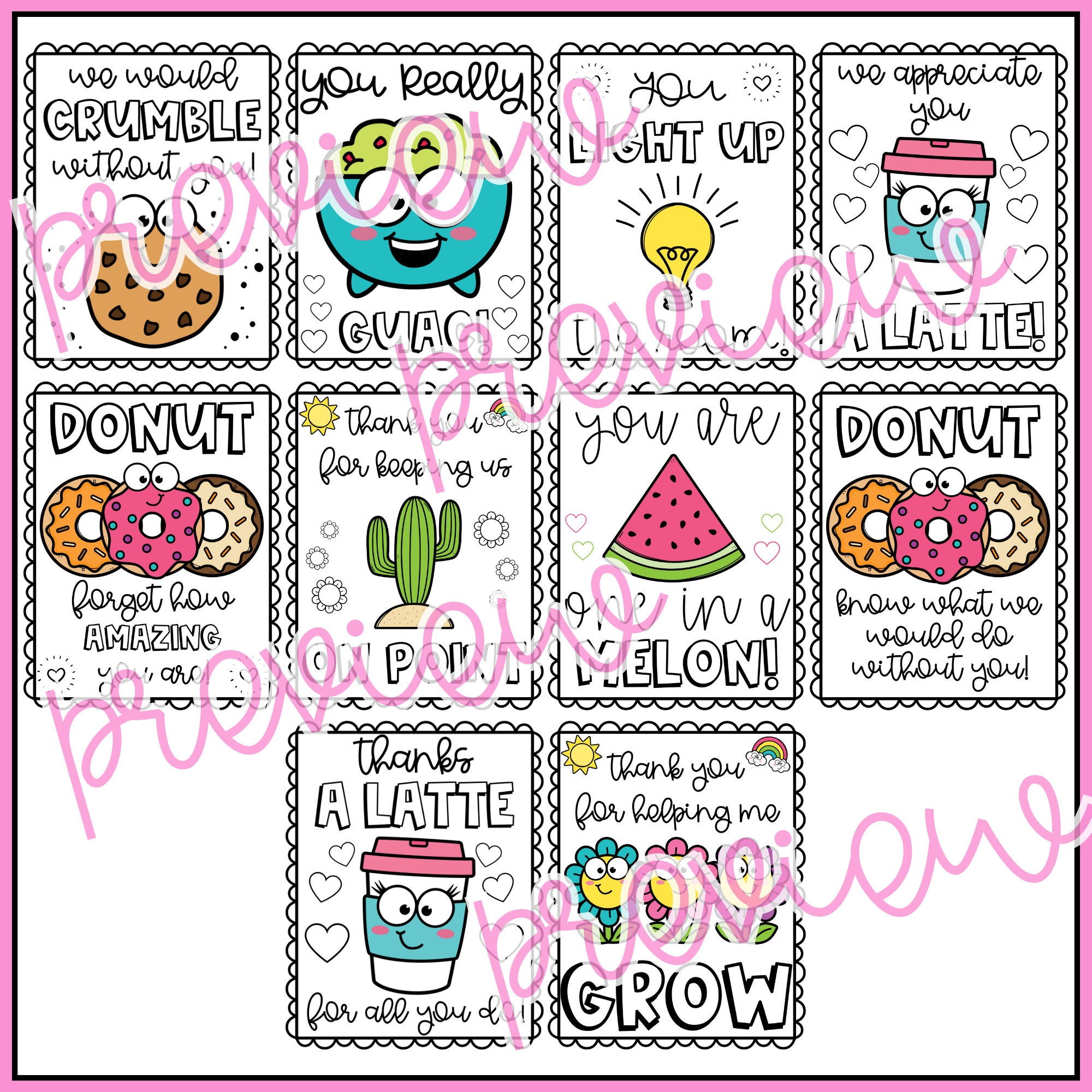 Appreciation Thank You Cards and Coloring - Teacher, Principal, School ...