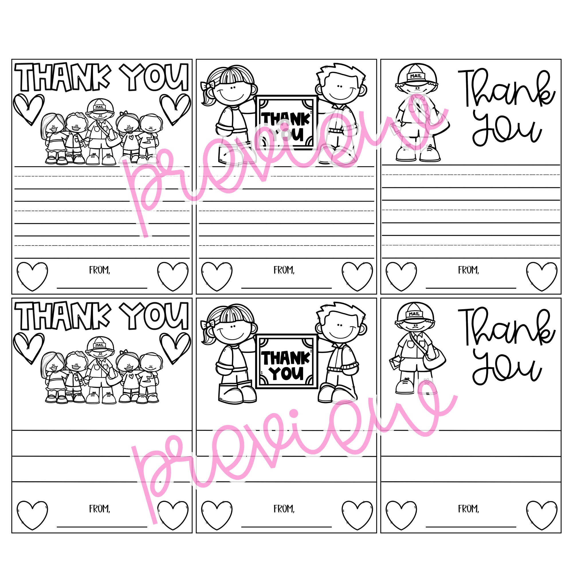 Mail Carrier Mailman- Appreciation Coloring Cards-community Helpers ...